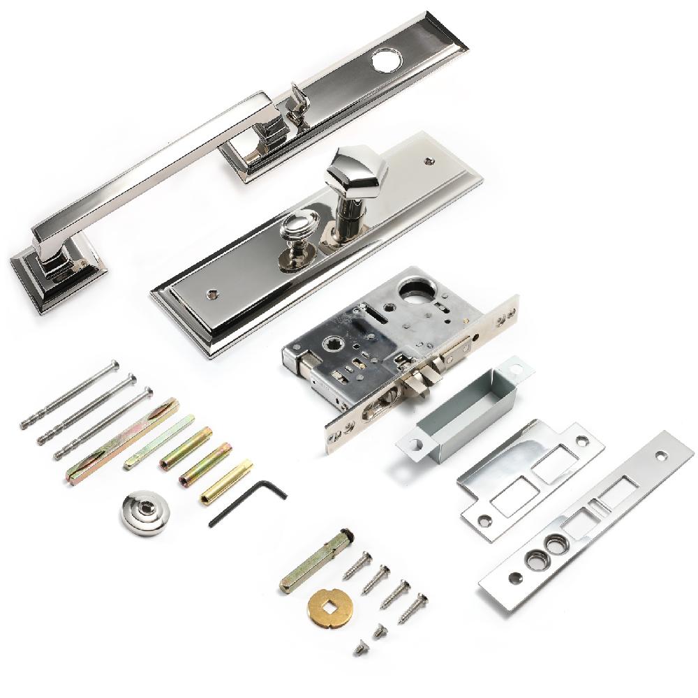 Maxery Modern Brass Entrance Door Handle Nickel Plated Long Panel ...